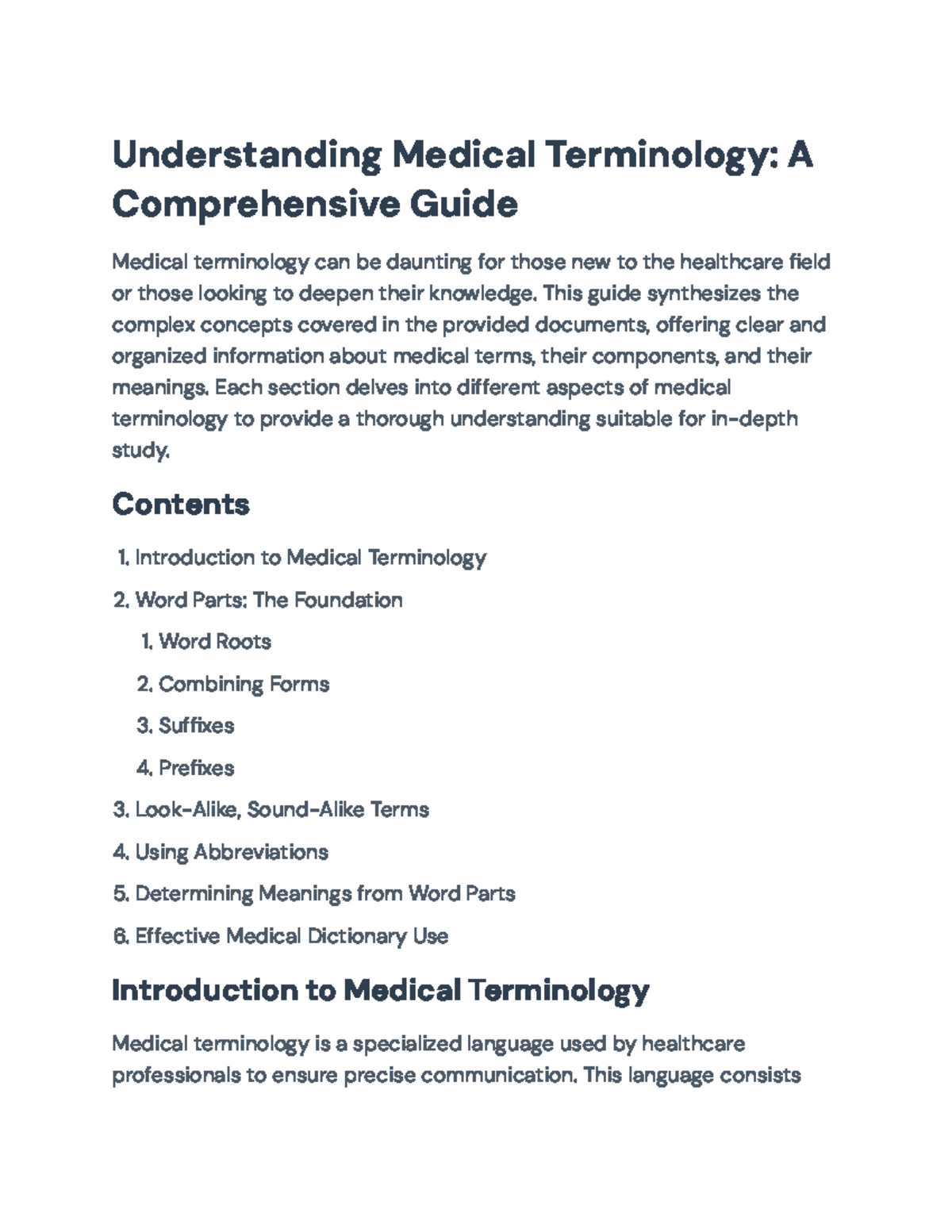 Understanding Medical Terminology: Comprehensive Study Guide ...