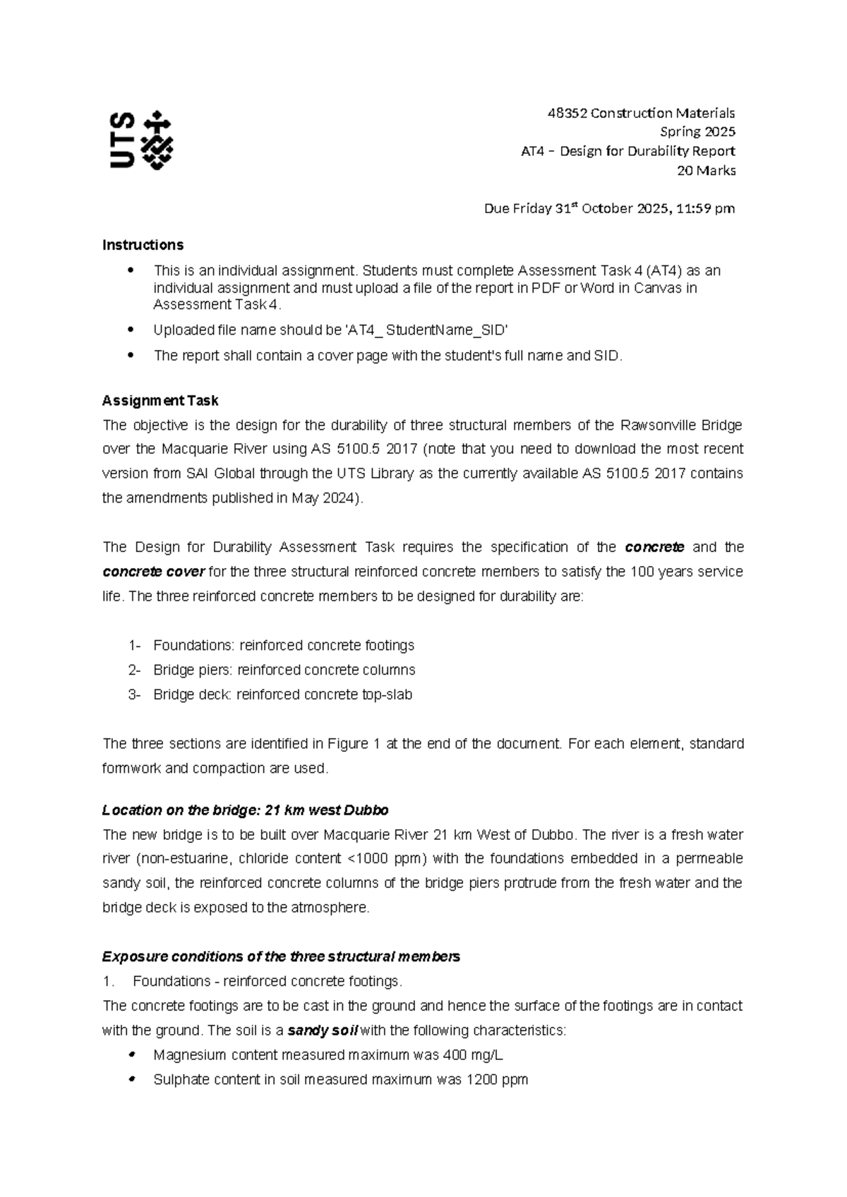 48352 Construction Materials Spring 2025 AT4 Durability Design Report ...