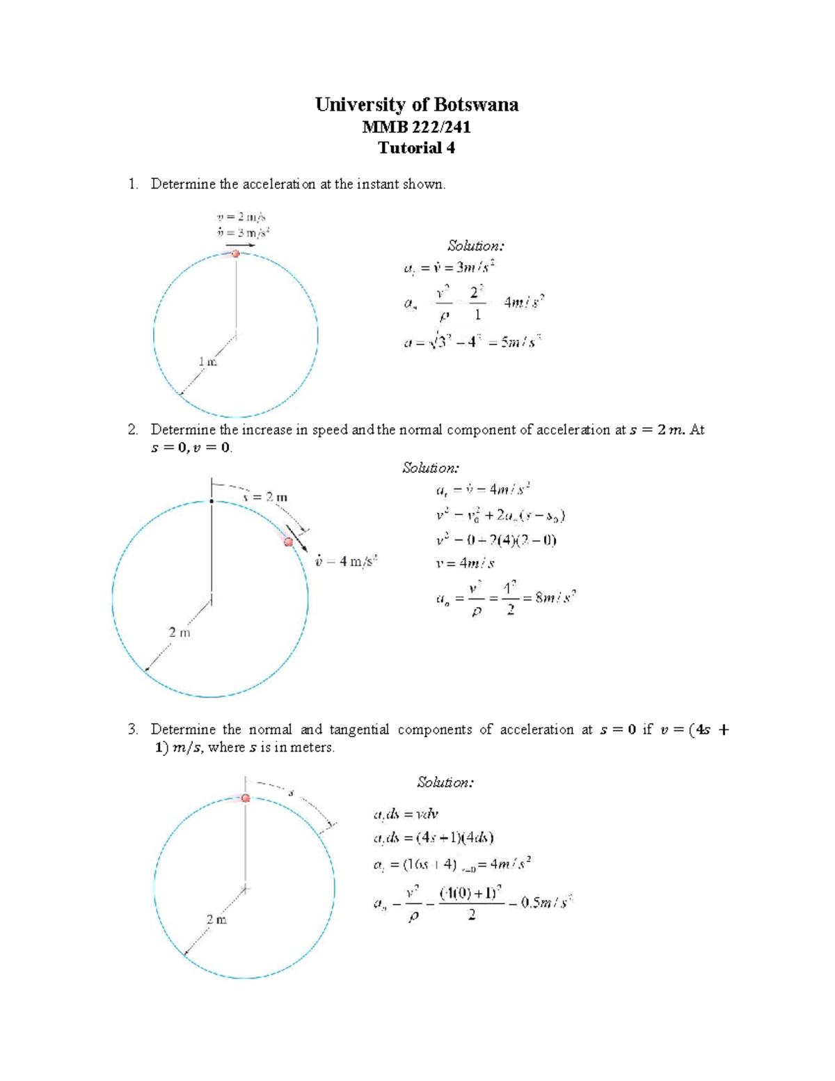 Tutorial 4 - Past papers and exams for revision - University of ...