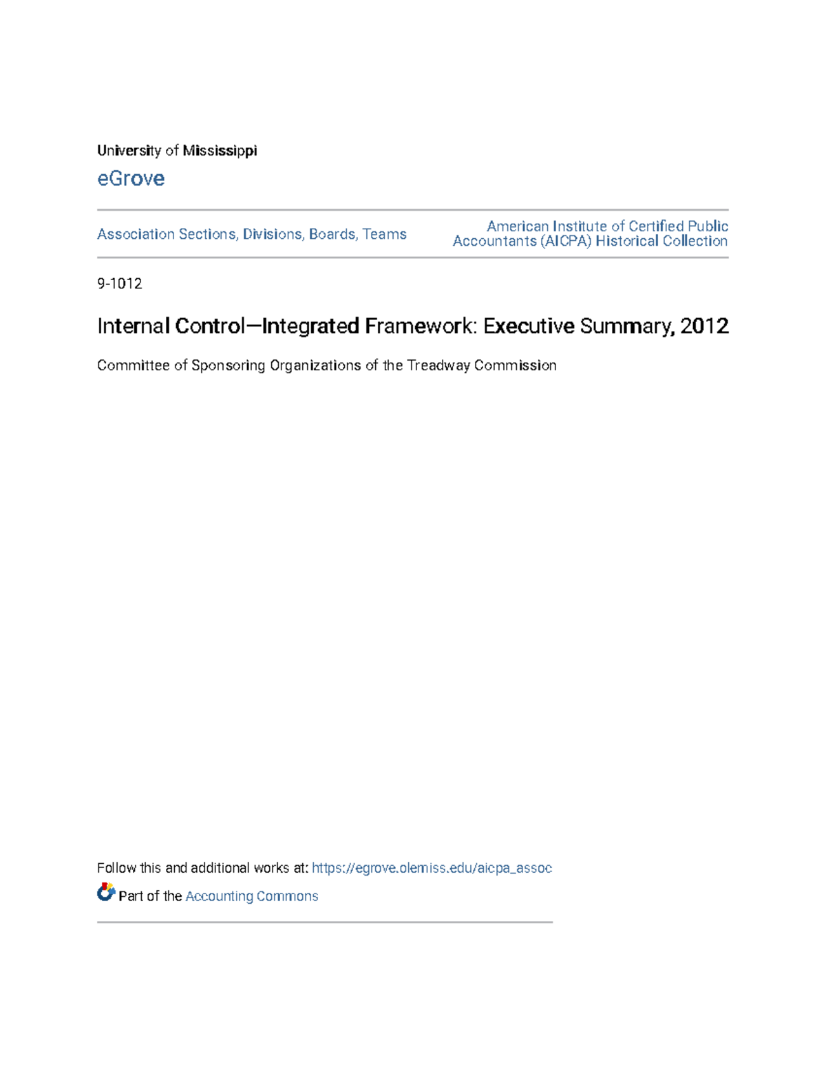 C3 Internal Control Integrated Framework Executive Summary 2012 ...