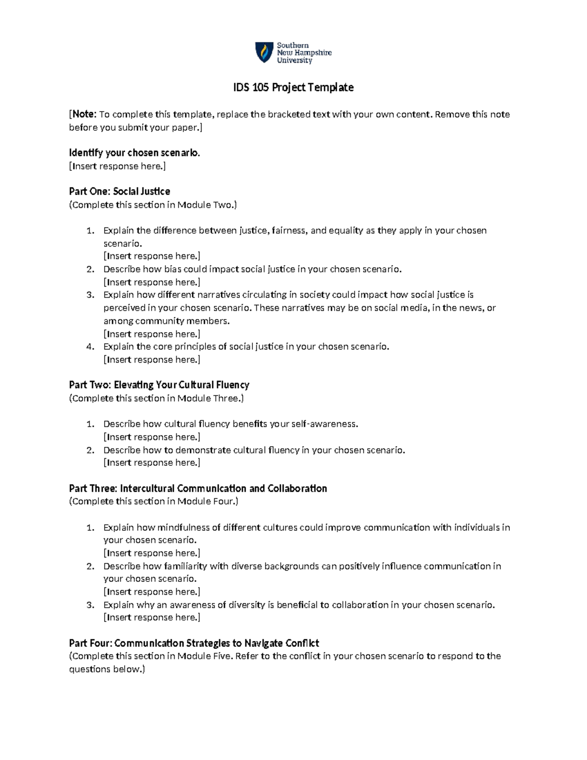 IDS 105 Project Template: Social Justice & Cultural Fluency Guide - Studocu