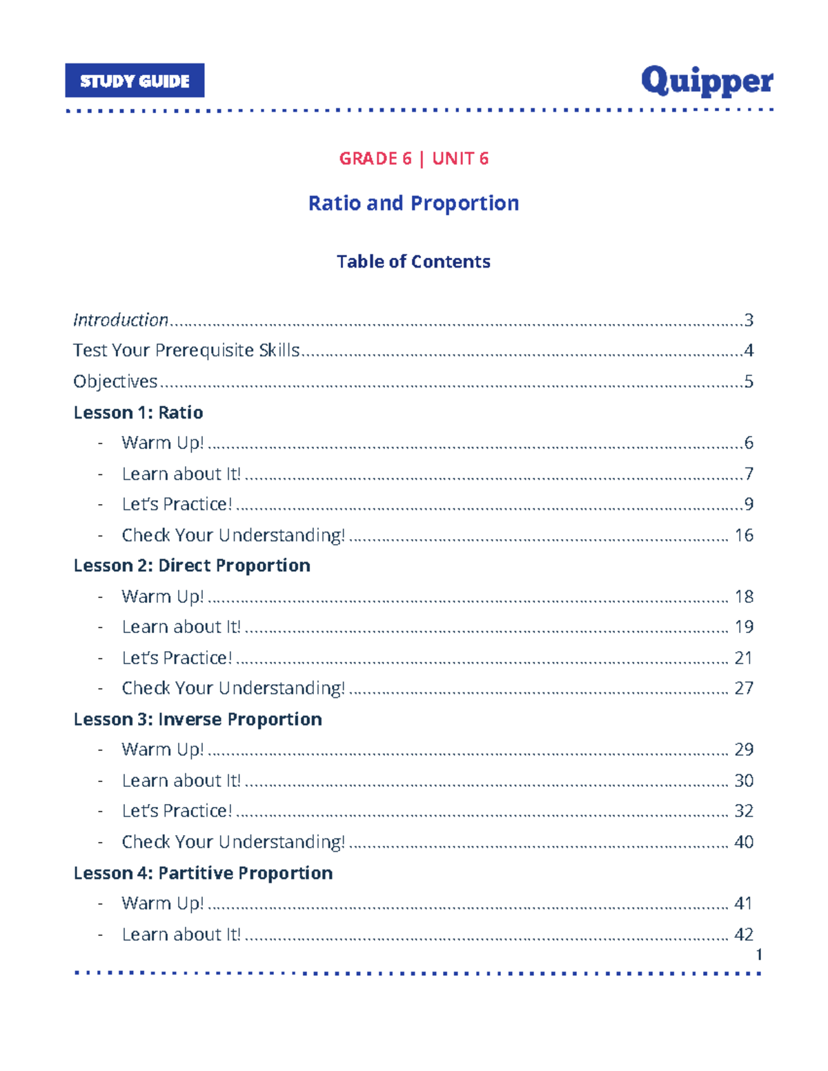 Grade 6 Unit 6: Ratio and Proportion Study Notes - Studocu