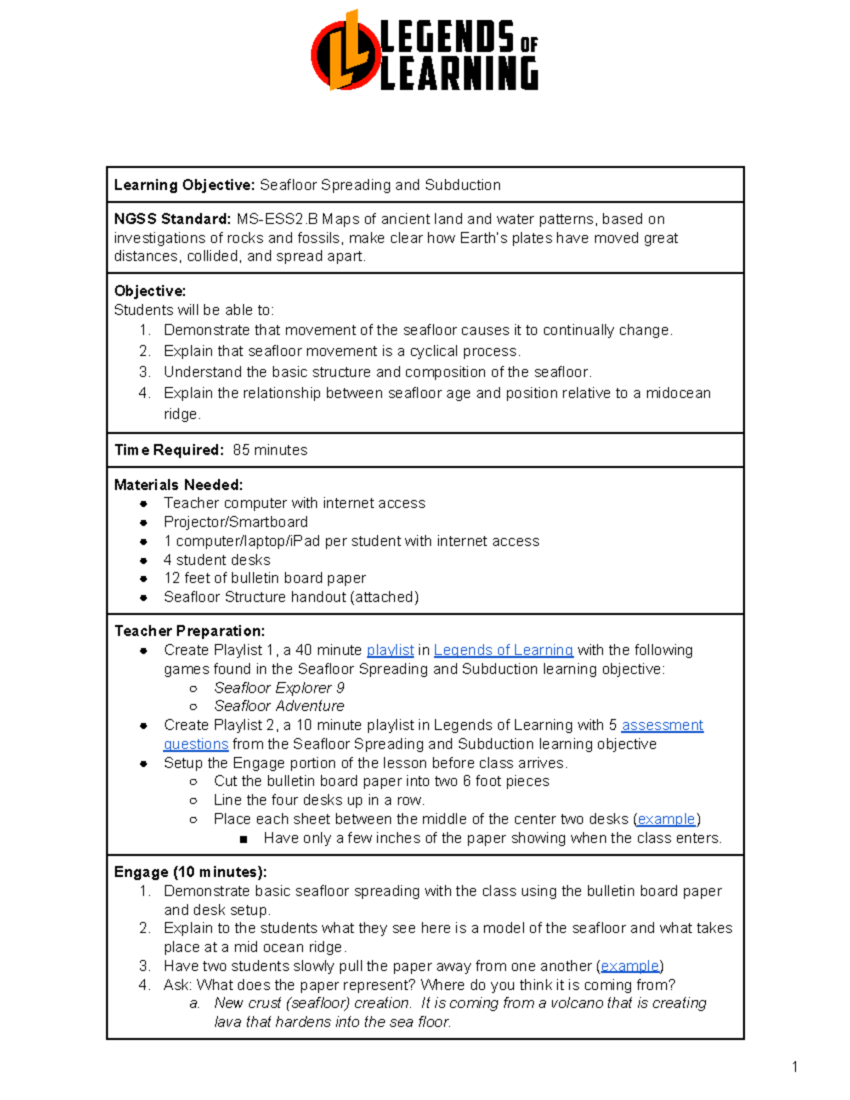 Seafloor Spreading and Subduction Concepts: Classroom Lesson Plan - Studocu