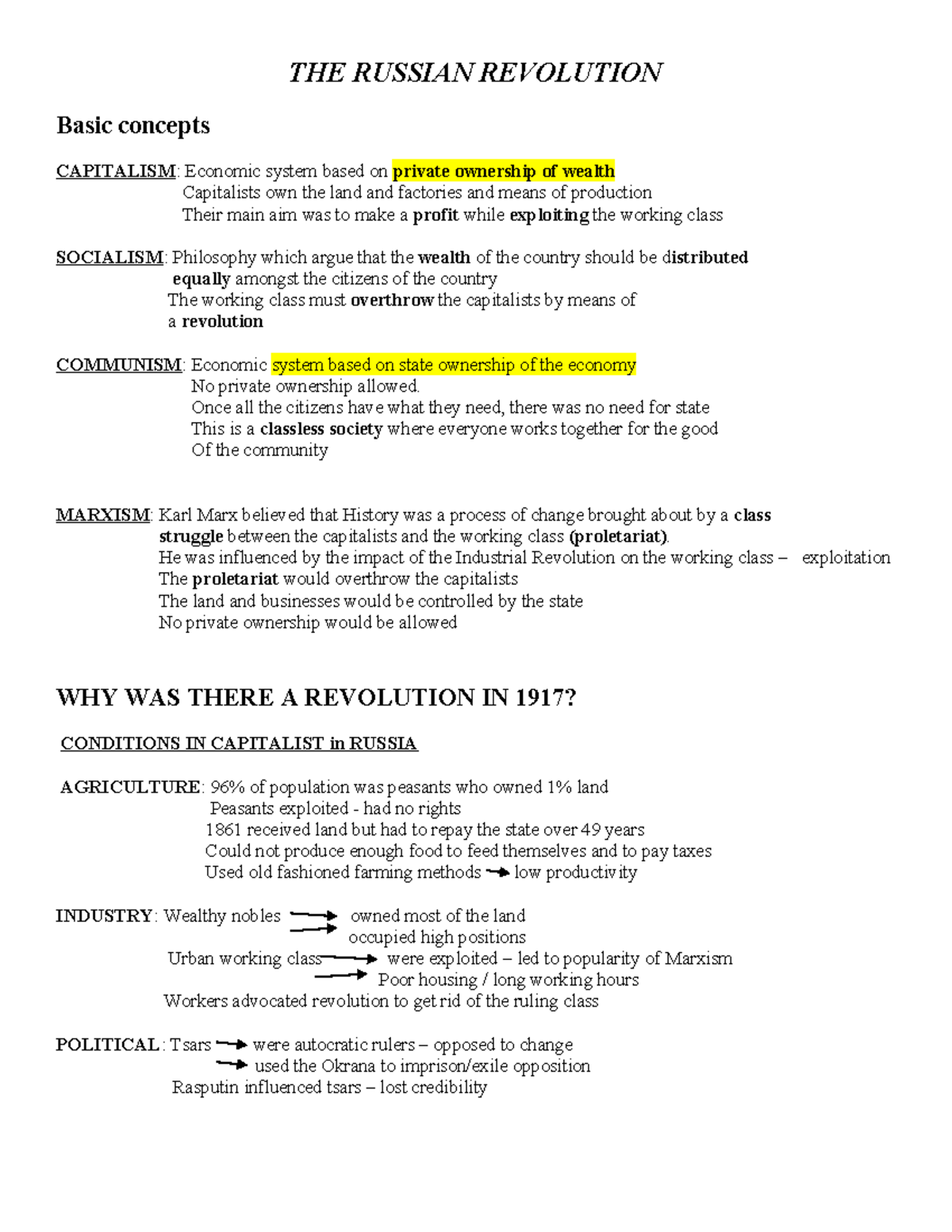Grade 11 History Notes 2025: The Russian Revolution & Apartheid - Studocu