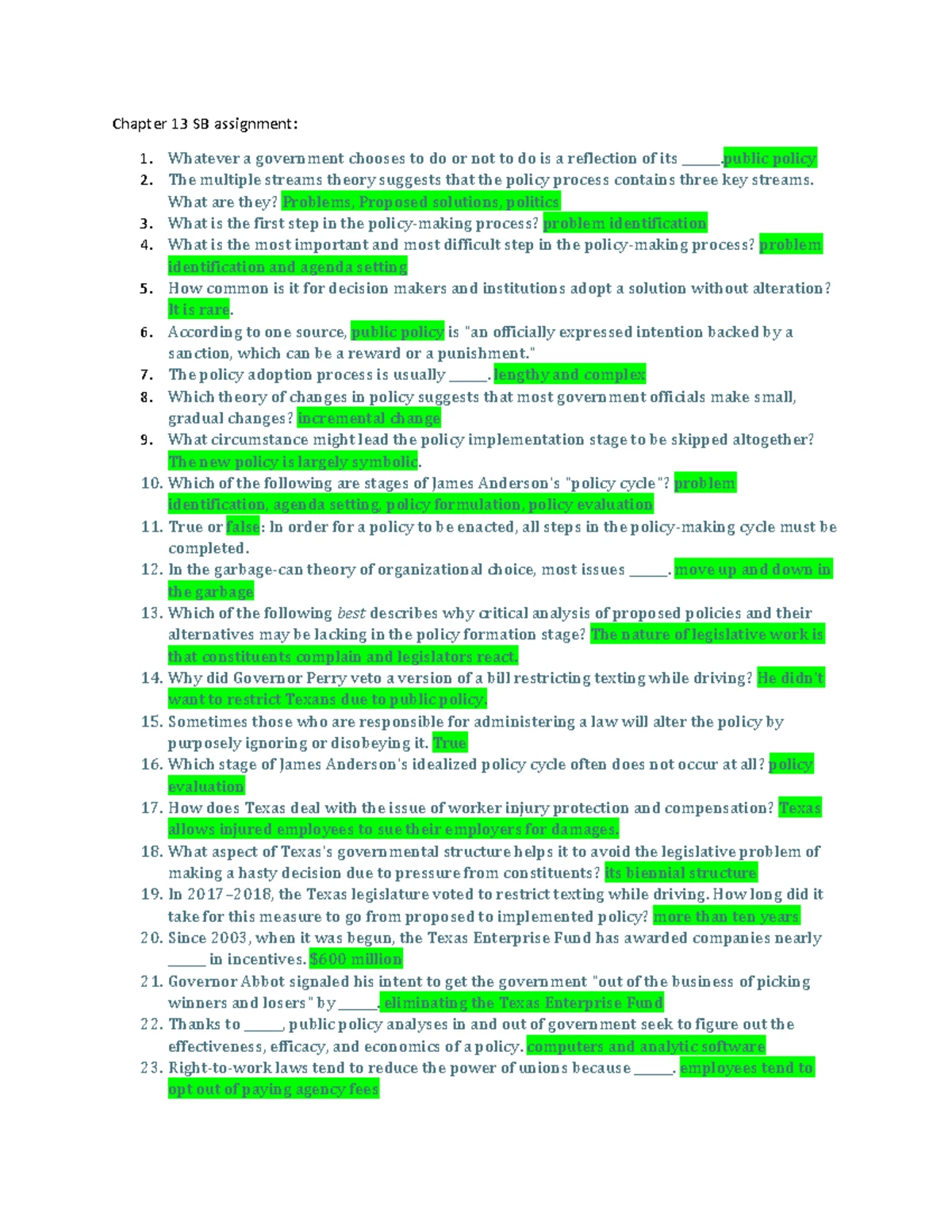 TX POL Chapter 2 - Smartbook assignment and homework - Chapter 2: the American Federal System ...