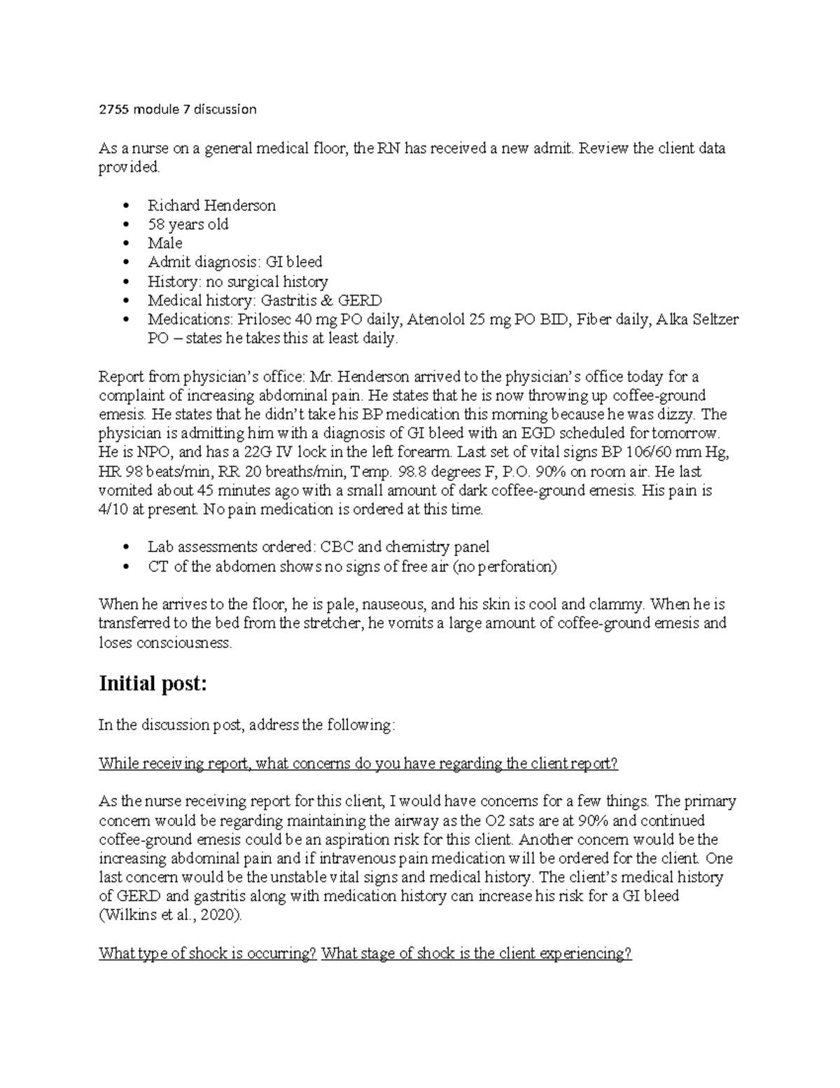 2755 module 7 discussion - 2755 module 7 discussion As a nurse on a ...