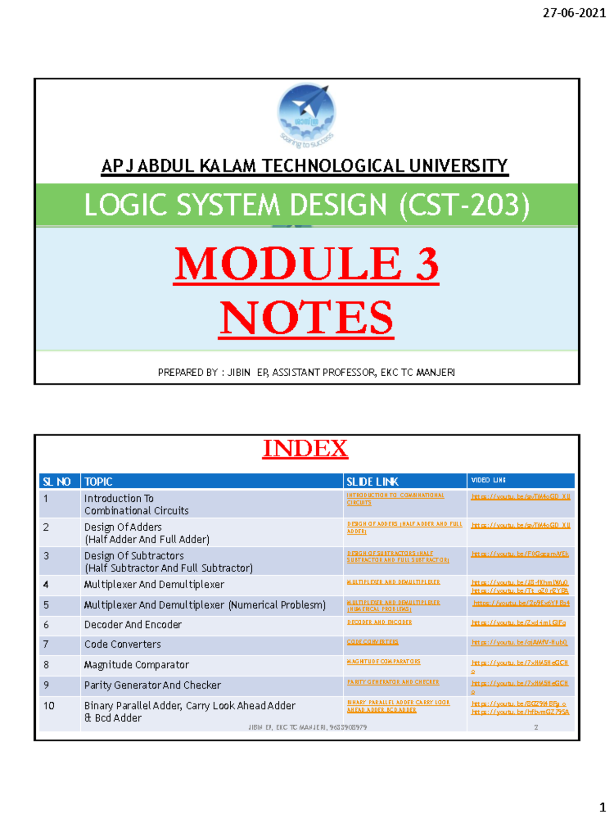 Logic system design module 3 - MODULE 3 NOTES LOGIC SYSTEM DESIGN (CST ...