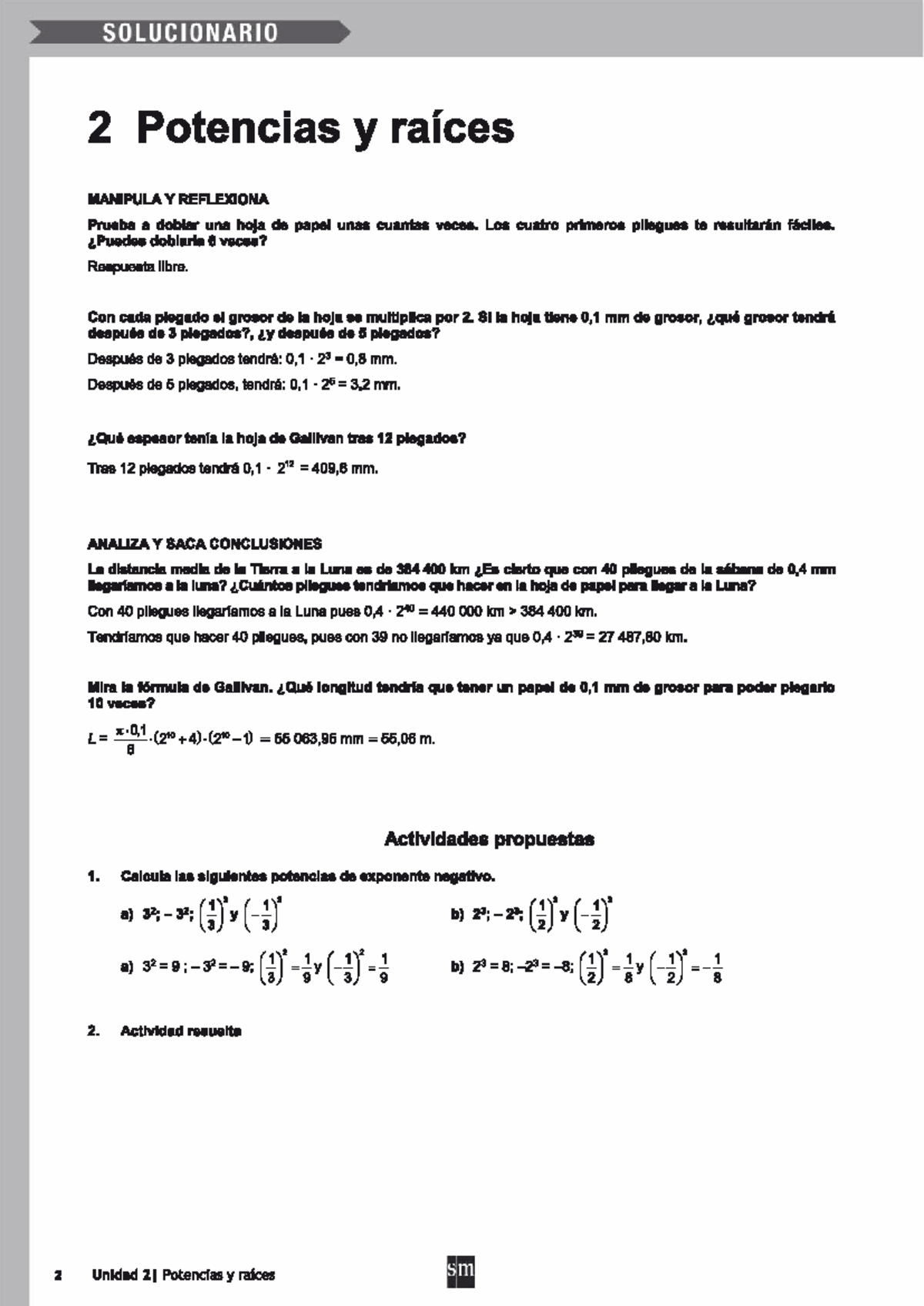 Tema 2 - Potencias y Raíces: Solucionario y Actividades - Studocu