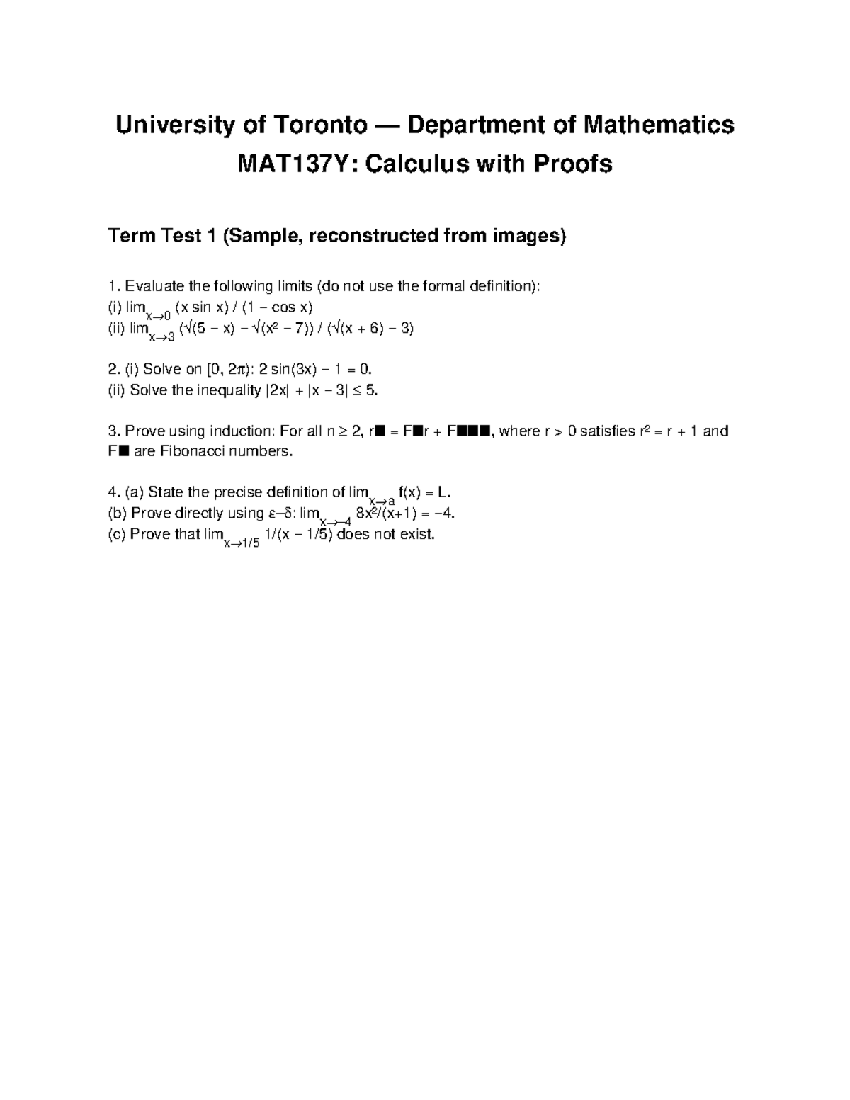 MAT137Y Term Test Typed - University of Toronto — Department of ...
