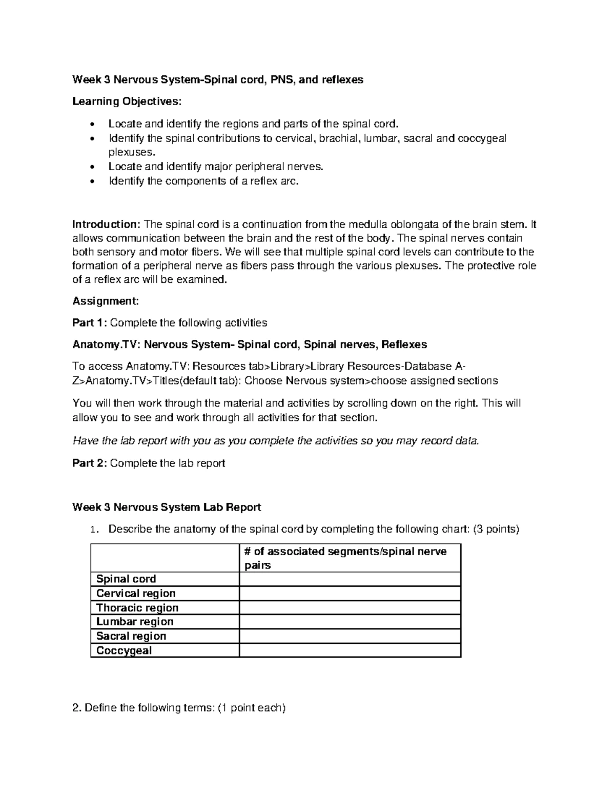 BIO252 W3 Lab Report: Exploring Spinal Cord & PNS Reflexes - Studocu
