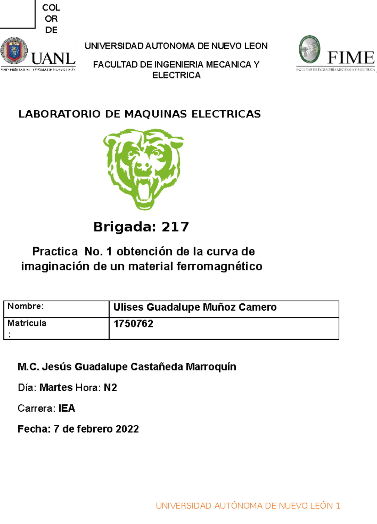 Práctica 1: Obtención de la Curva de Imanación de Material ...