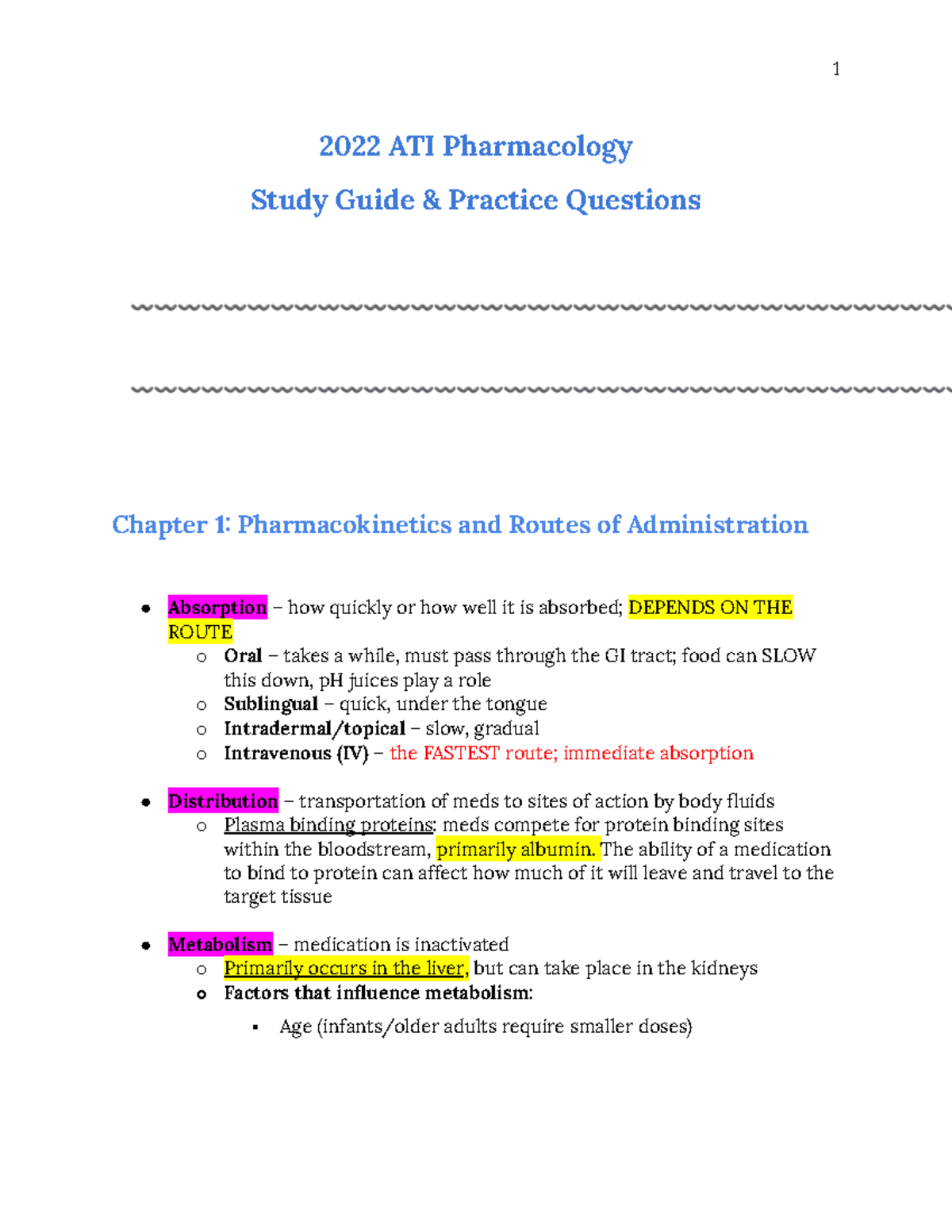 ATI Pharmacology Outline - 2022 ATI Pharmacology Study Guide & Practice ...