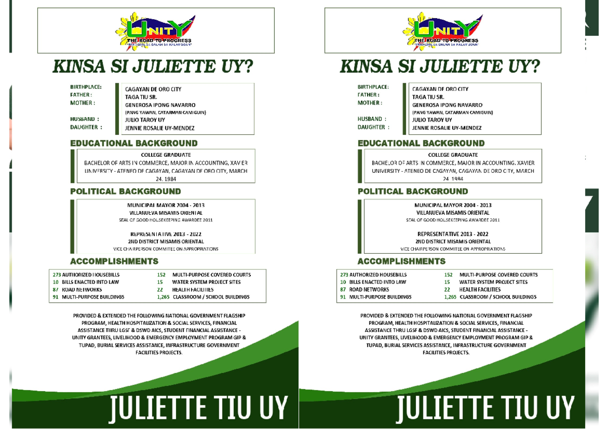 JNIT: Profile of Juliette Tiu Uy - 2nd District Representative - Studocu