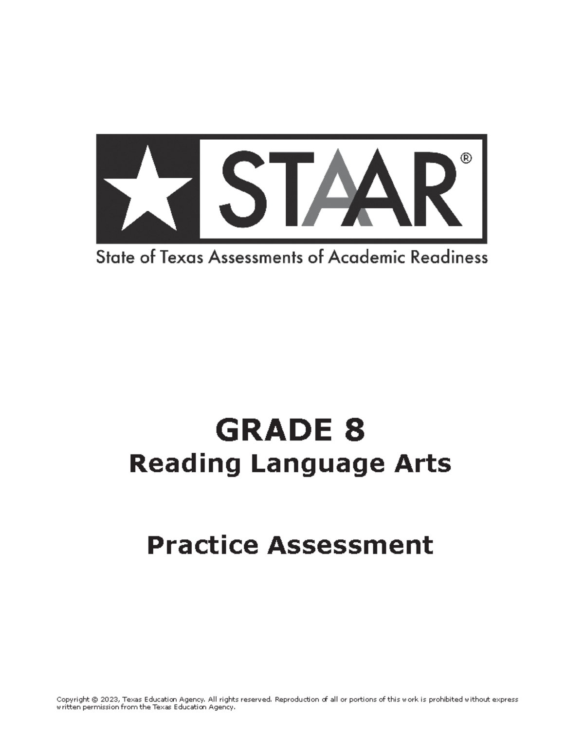 Grade 8 RLA 2023 STAAR Redesign Practice Assessment - Studocu