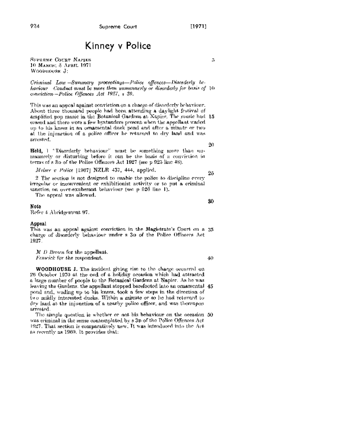 Kinney v Police Case - Legal System: Legal Method and Institutions ...