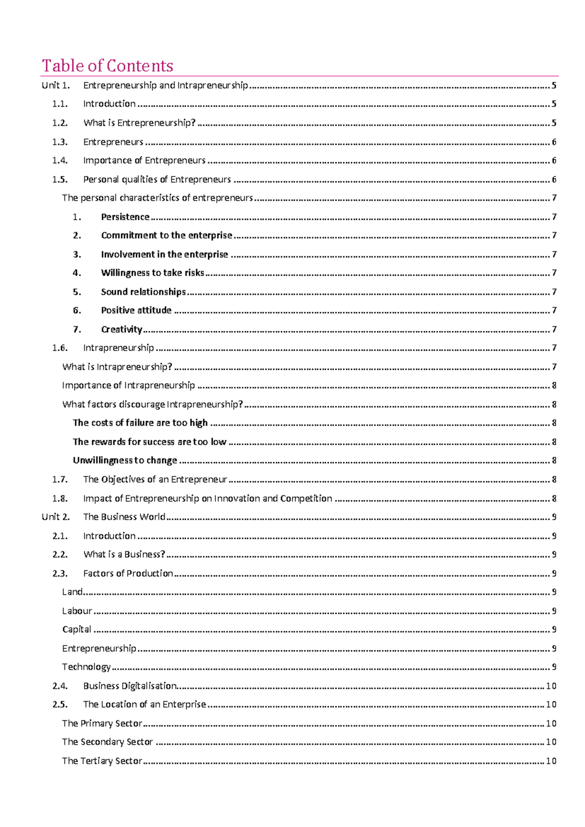Entrepreneurship and Small Business Notes (Unit 1-8) - Studocu