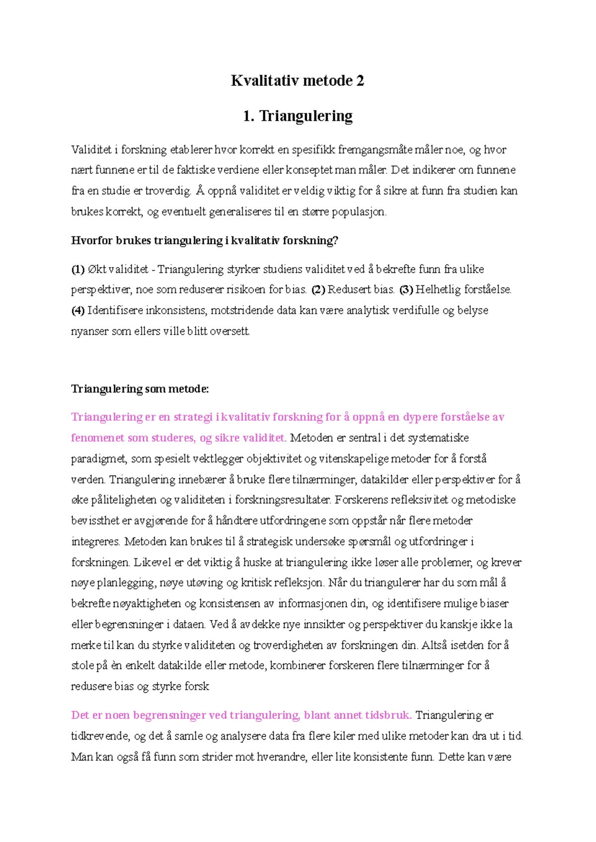 Kvalitativ metode 2 - Sammendrag av triangulering og tematisk analyse ...
