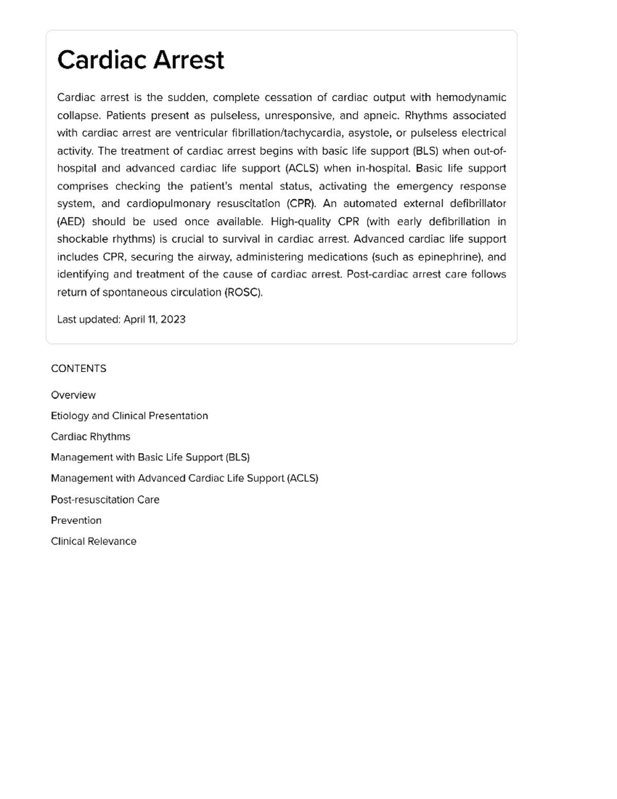 Cardiac Arrest Management: BLS & ACLS Overview - Nursing 101 - Studocu
