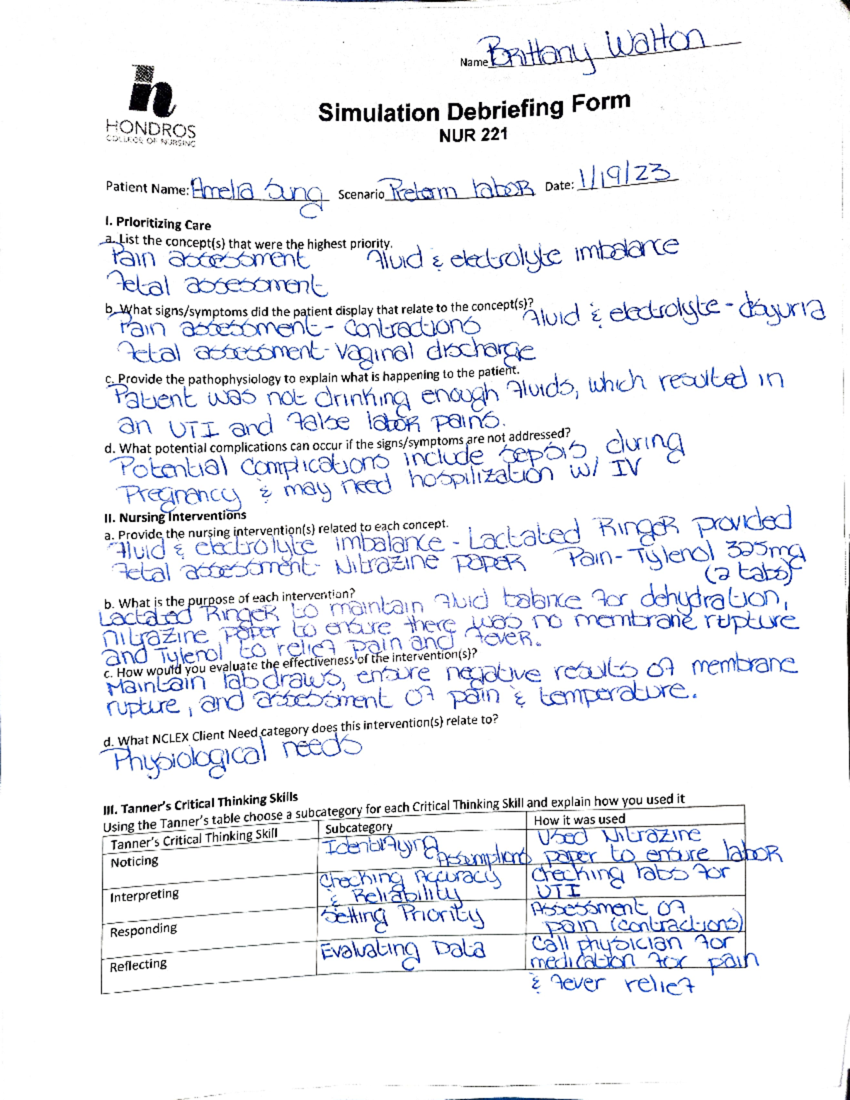 NUR 221 Simulation #1 - Patient Care Priorities and Interventions - Studocu