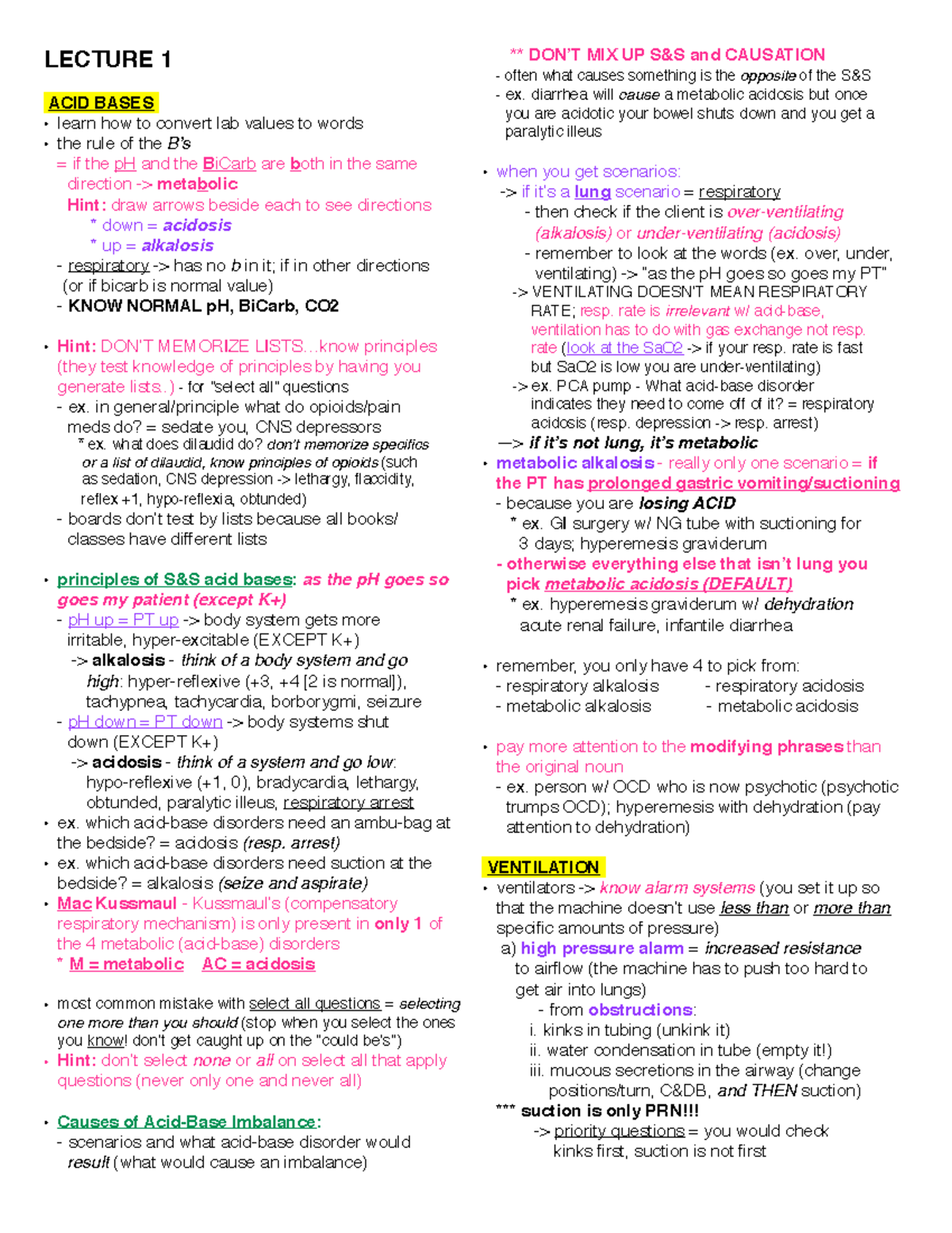 LECTURE 1: ACID-BASE BALANCE & DRUG TOXICITY STRATEGIES - Studocu
