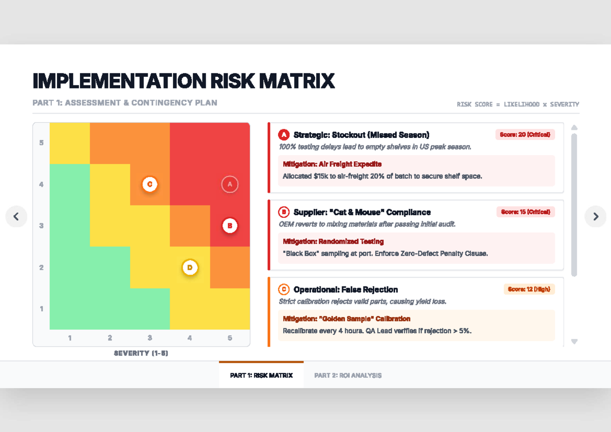 IMPLEMENTATION RISK MATRIX PART 1: ASSESSMENT & MITIGATION - Studocu