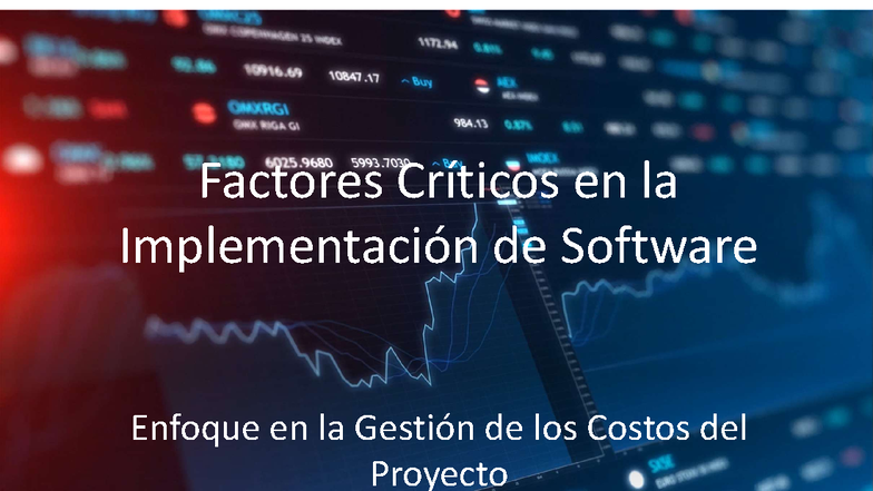 S04-Costos: Factores Críticos en la Gestión de Costos de Proyectos de Software - Studocu