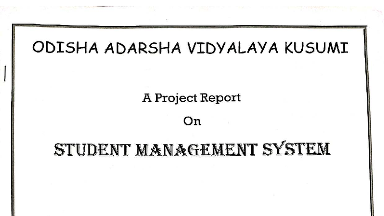 Project Report on Student Management System - Class 12 (B) - Studocu