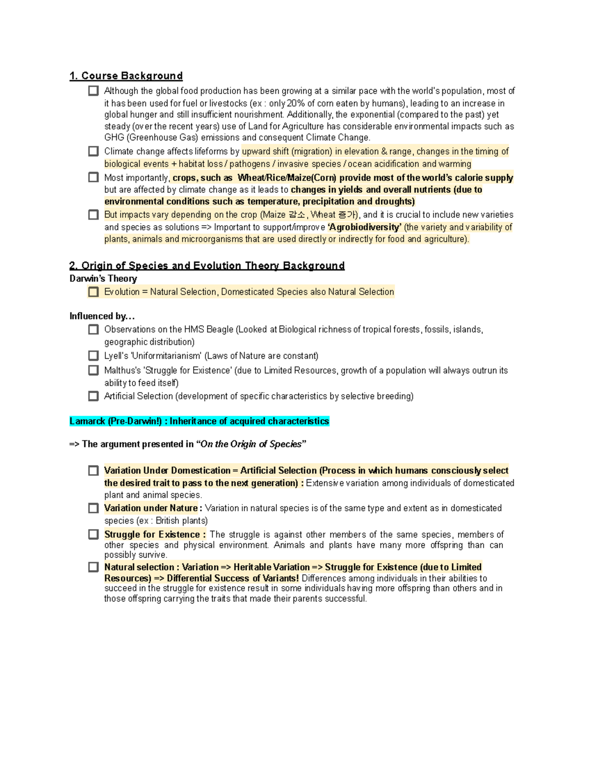 1. Course Background: Evolution, Domestication, and Climate Impact ...