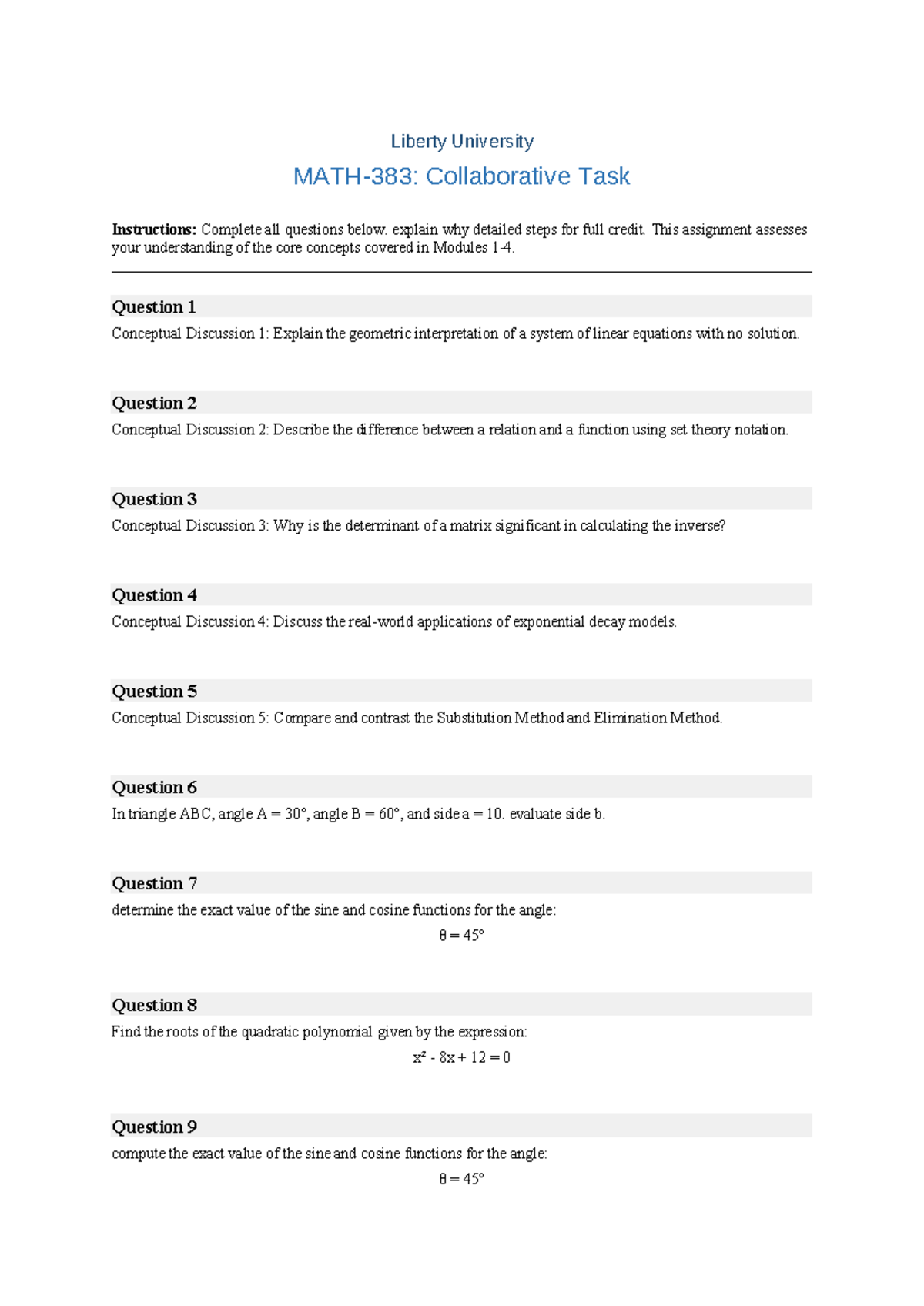 Mixed Collaborative Task Instructions: Detailed Steps for Full Credit ...