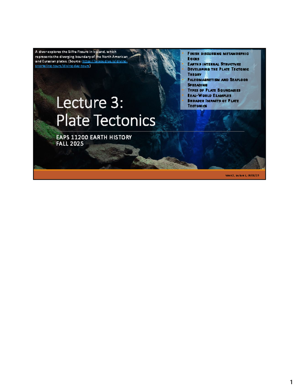 EAPS 11200 Lecture 3: Plate Tectonics & Seafloor Spreading Overview ...