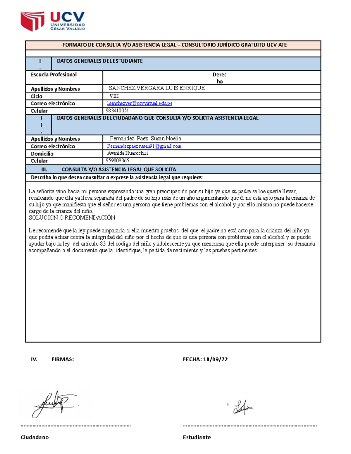 Formato consulta o asistencia legal - Ucvate - FORMATO DE CONSULTA Y/O ...