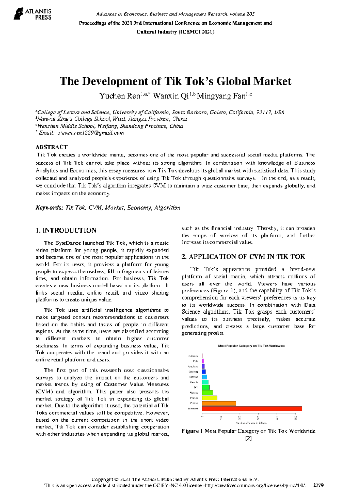 125966281 - mju - The Development of Tik Tok’s Global Market Yuchen ...