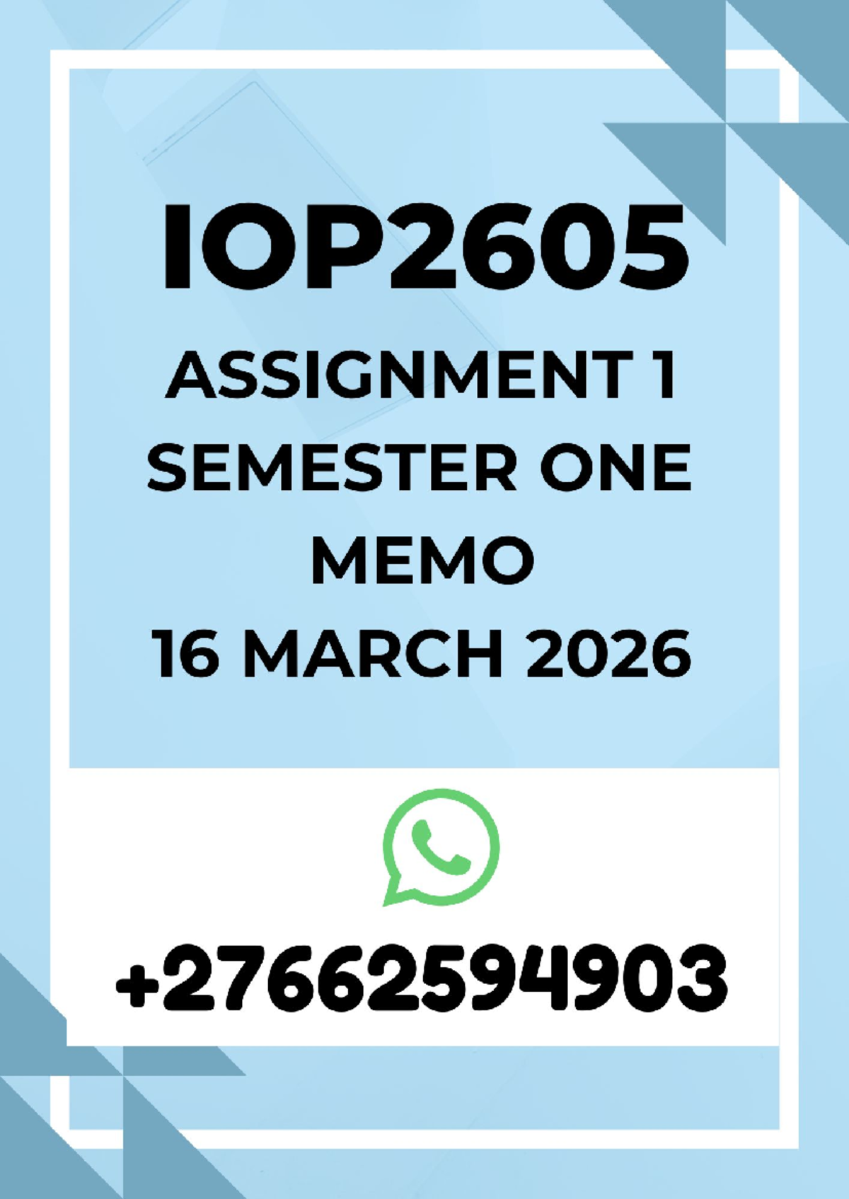 IOP2605 Assignment 1: Competence and Career Development Insights - Studocu