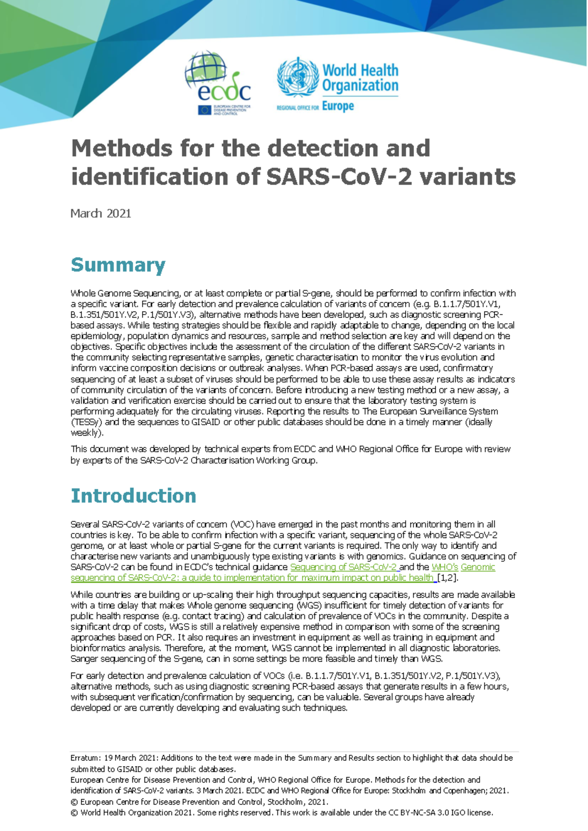 Methods for the detection and identification of SARS Co V 2 variants ...