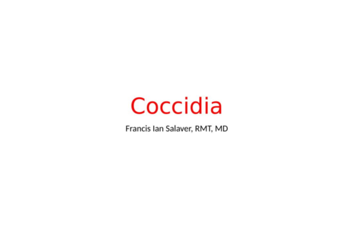 L6 - Coccidia - Coccidia Francis lan Salaver, RMT, MD THE MAIN ...