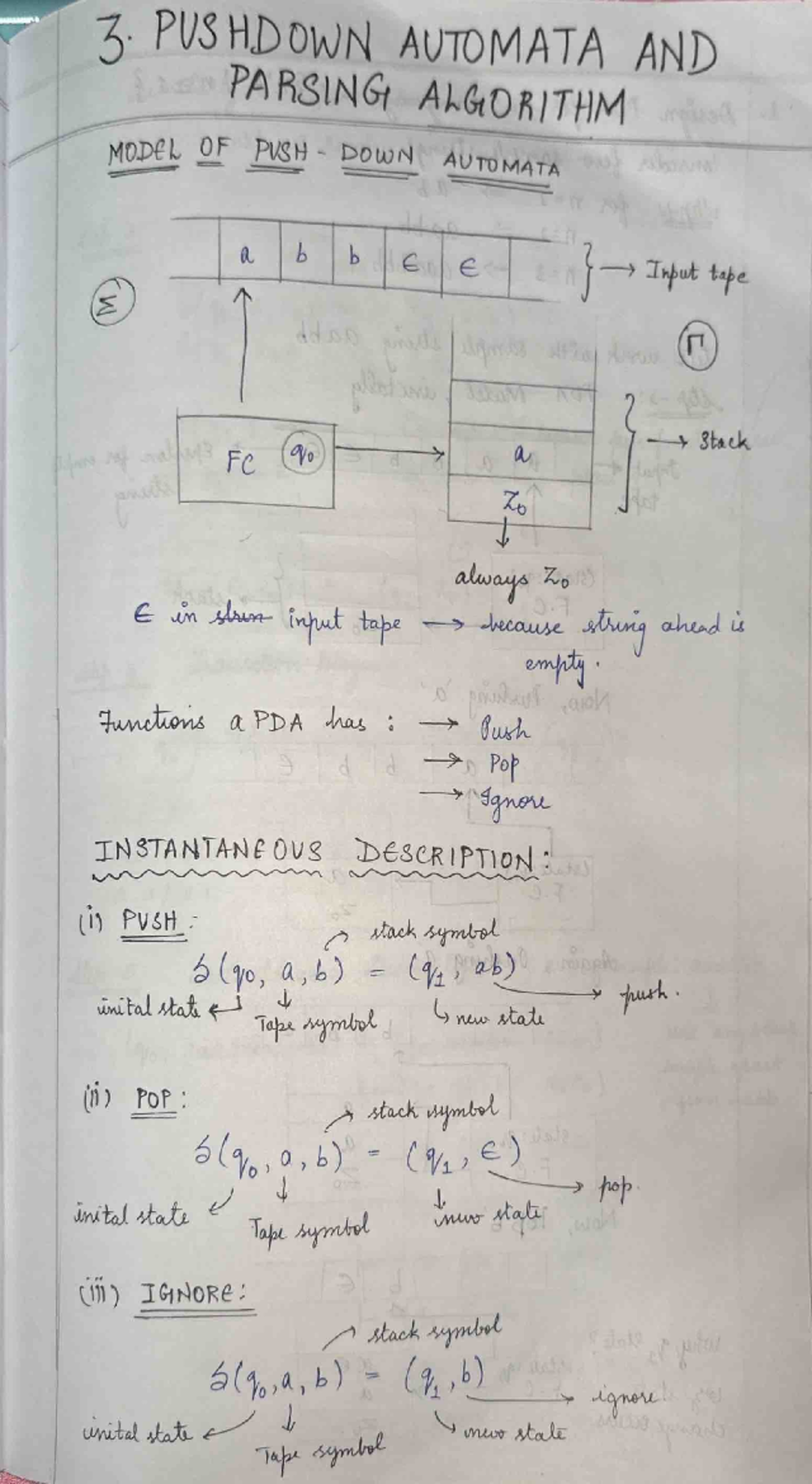 Push Down Automata - FLA Unit 3 Study Guide (Part 1) - Studocu