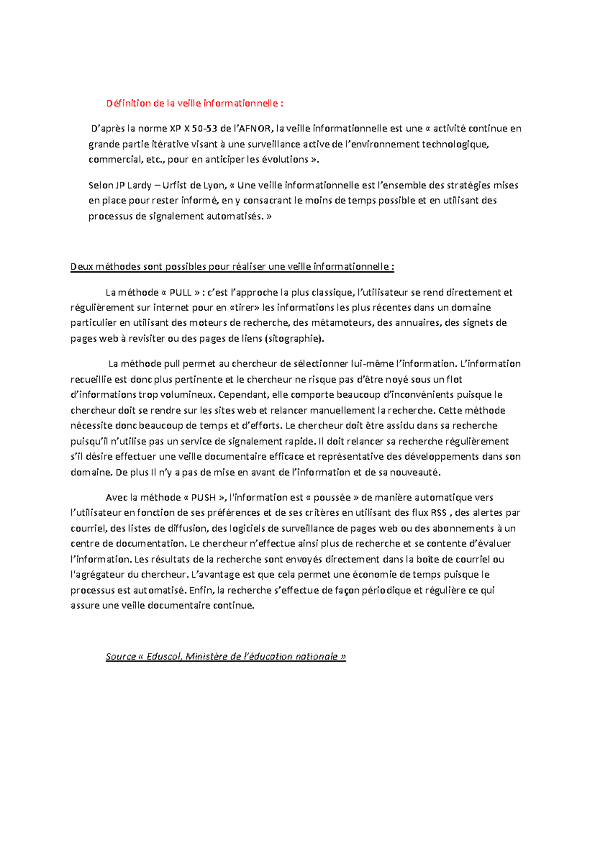 Méthode Push Pull - DÈfinition de la veille informationnelle : D’après ...