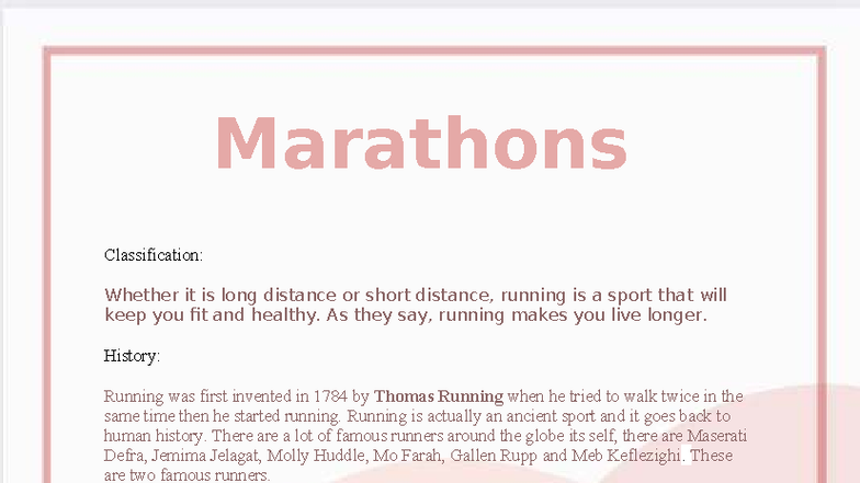 Marathons Classification: Long vs Short Distance Running Insights - Studocu