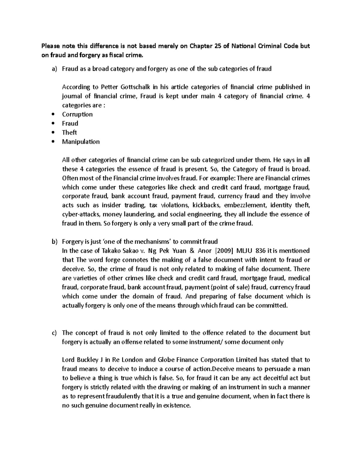 Difference between fraud and forgery - Please note this difference is ...