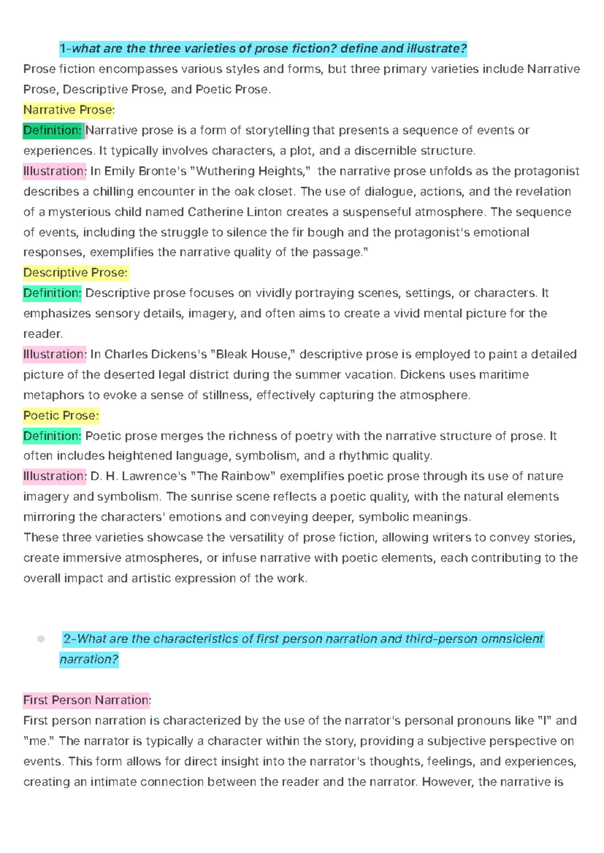 ENG 101: Three Varieties of Prose Fiction - Definitions & Illustrations ...