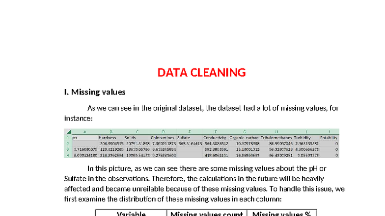DATA 101: Data Cleaning Techniques for Missing Values & Outliers - Studocu