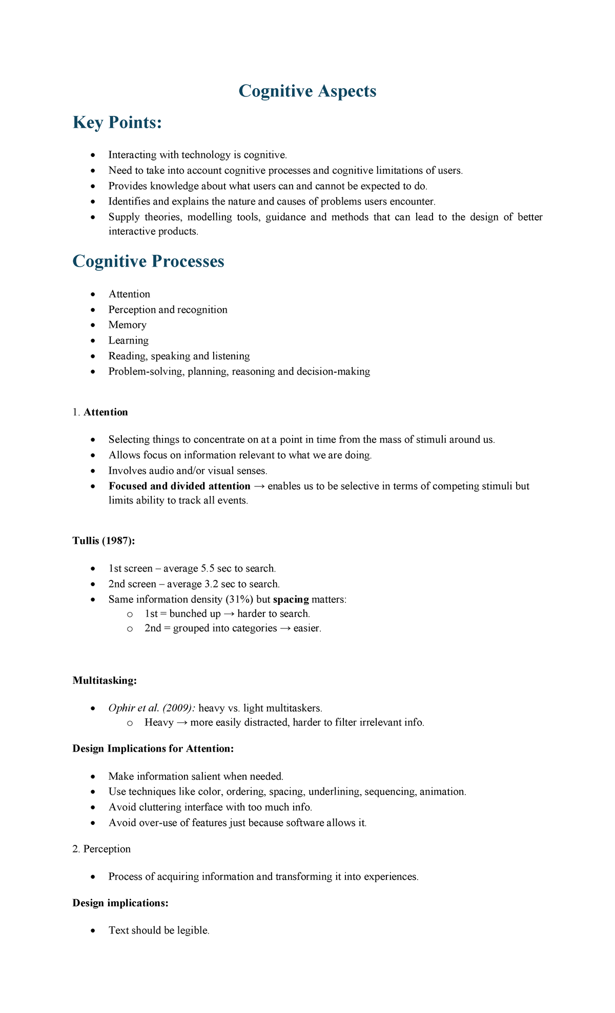 HCI 101: Prelim Reviewer on Cognitive Aspects of Technology Interaction - Studocu