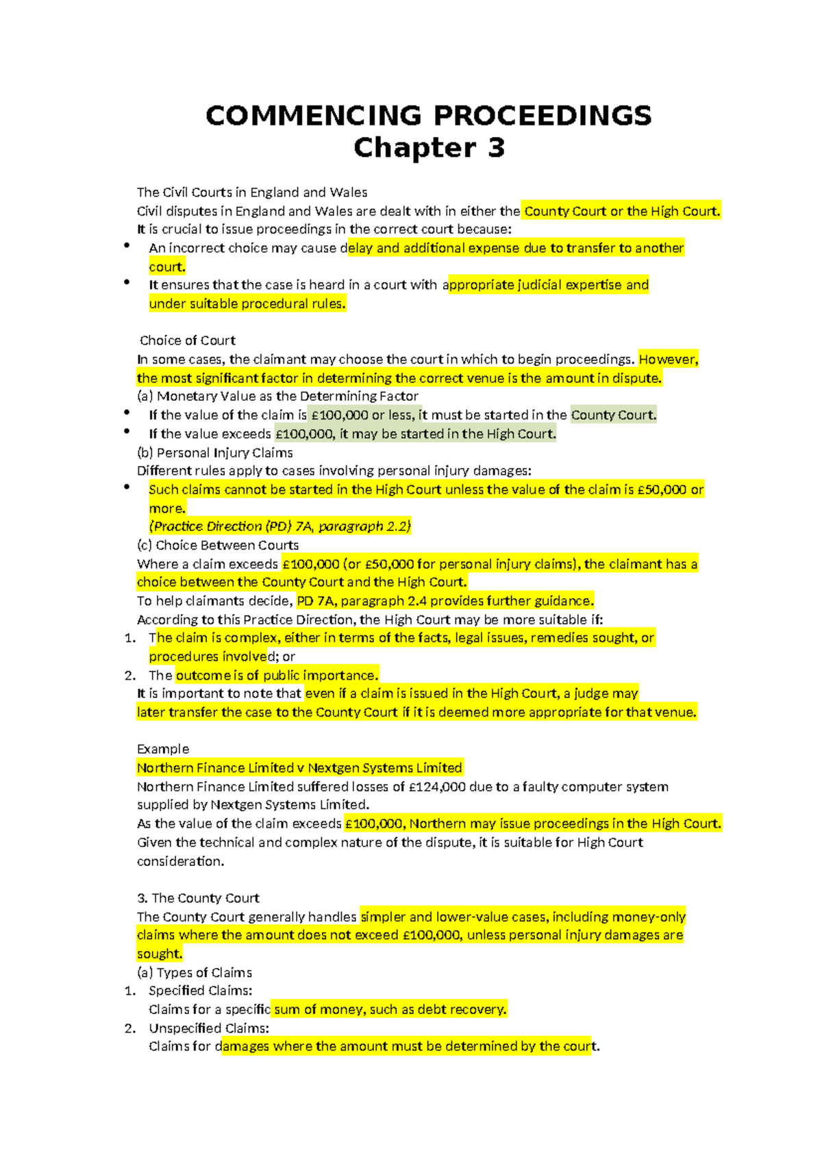 DR 3-4 Lecture Notes: Commencing Proceedings in Civil Courts - Studocu