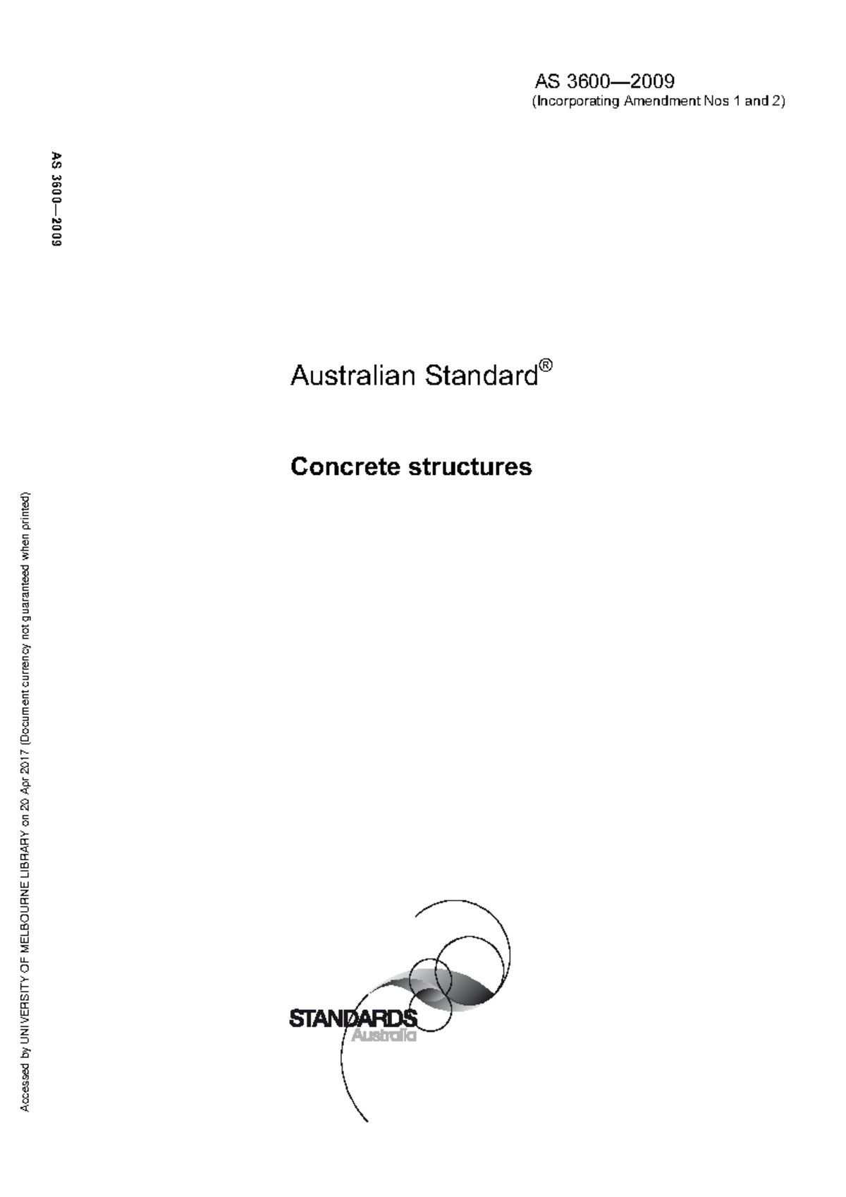 AS3600 - Concrete Structures Standard with Amendments 1 & 2 - Studocu