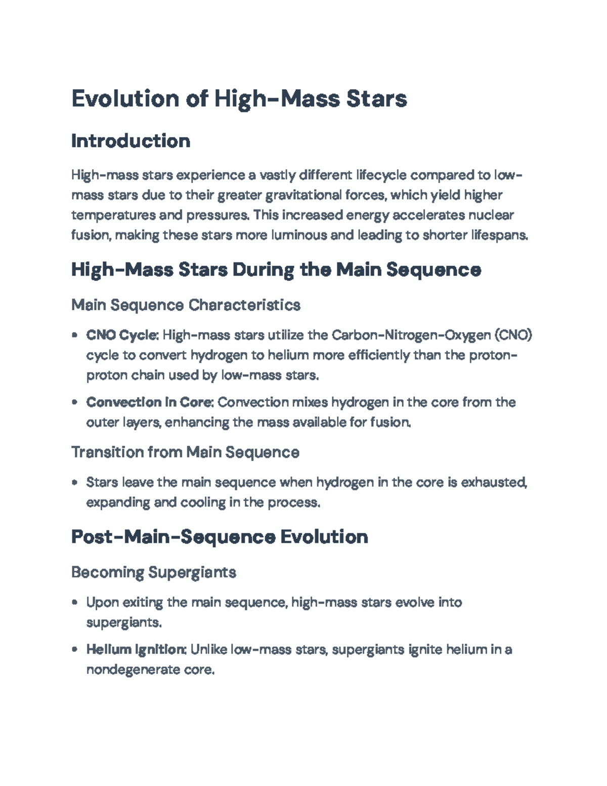 Evolution of High-Mass Stars: Lifecycle, Instabilities & Supernova ...