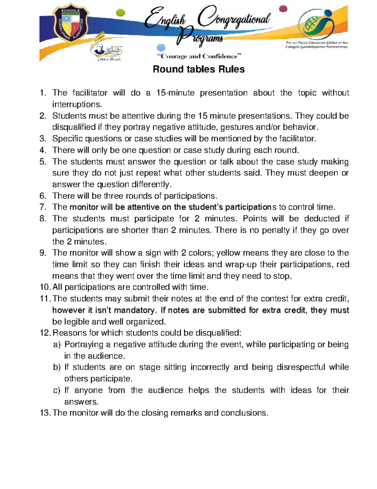 Round Tables Participation Rules and Guidelines - Studocu