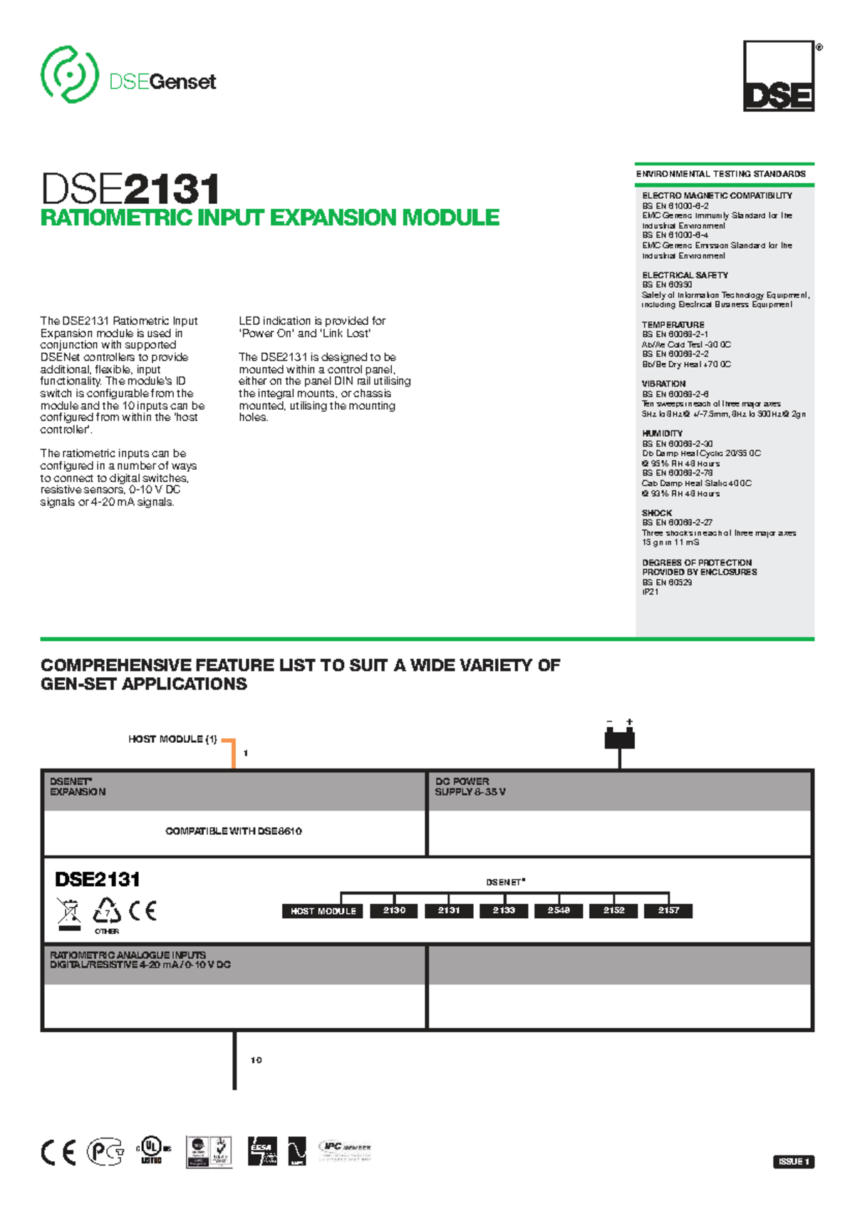 DSE2131 Data Sheet: Ratiometric Input Expansion Module Standards - Studocu