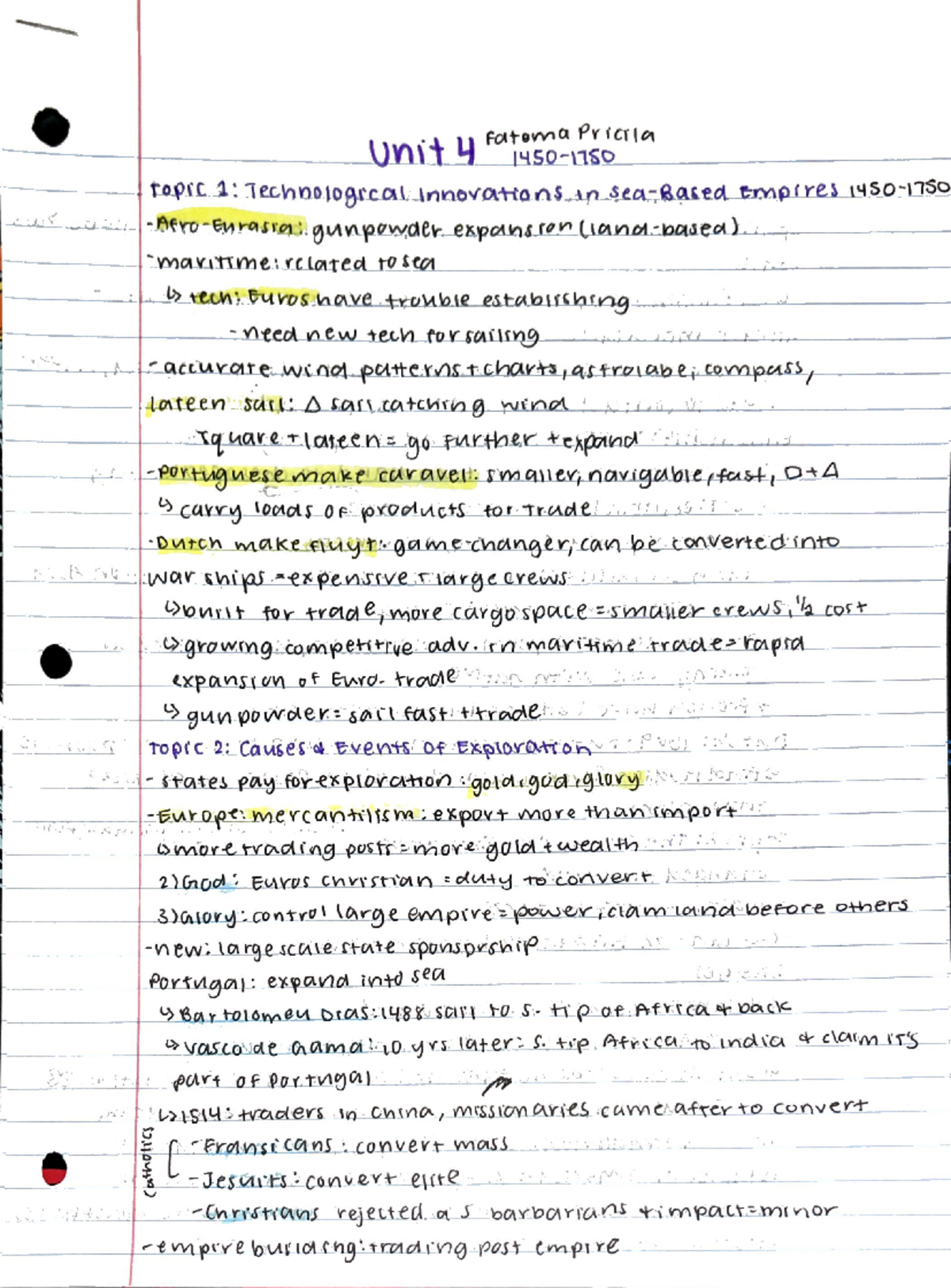 Unit 4 history notes - These are unit summaries I created to aid in my ...