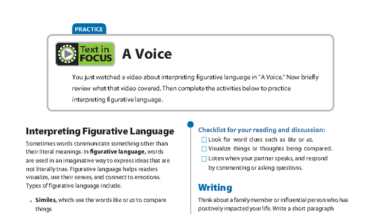 Grade 6 Unit 4: Interpreting Figurative Language Practice - Studocu