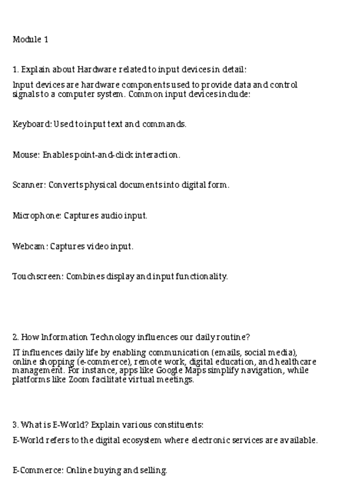 15 ITB - ITB 15 mark question answer short note - Module 1 Explain ...